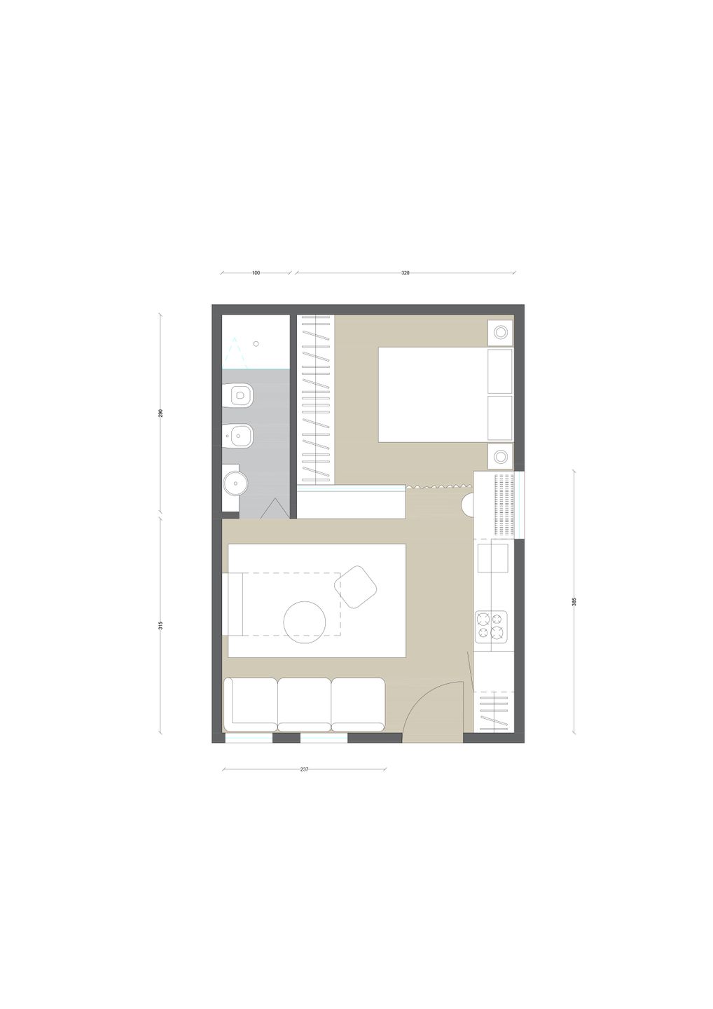 Finding A Layout For A Studio Apartment 26 Sqm Designed By | GoPillar